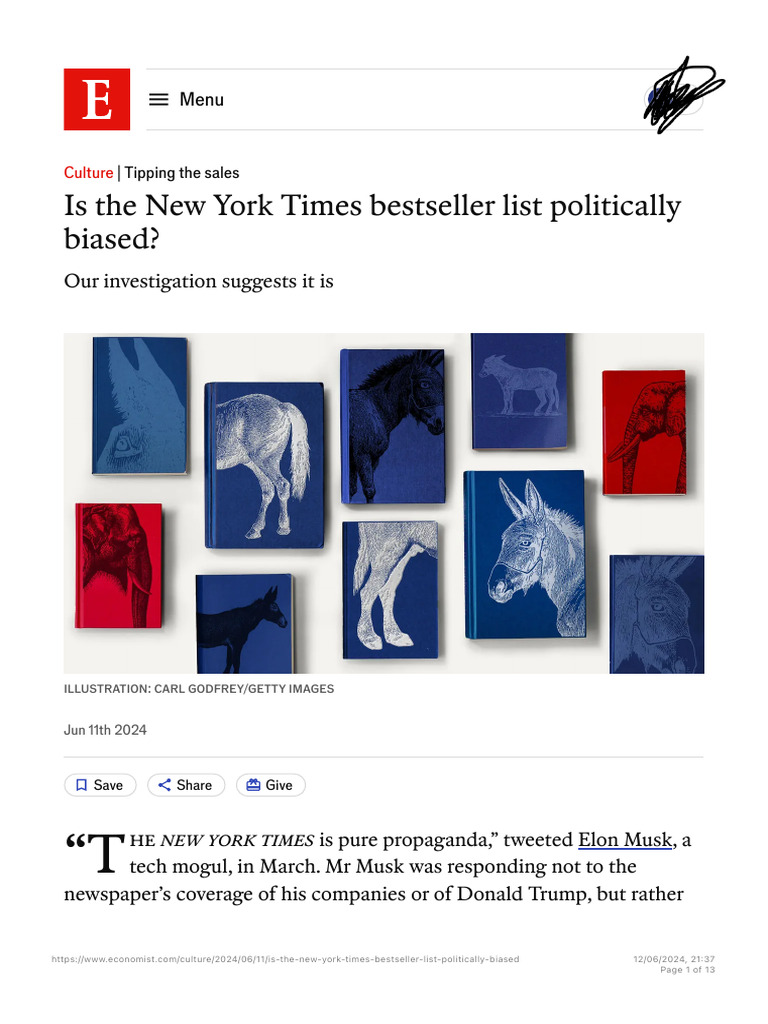 Is The New York Times Bestseller List Politically Biased | PDF ...