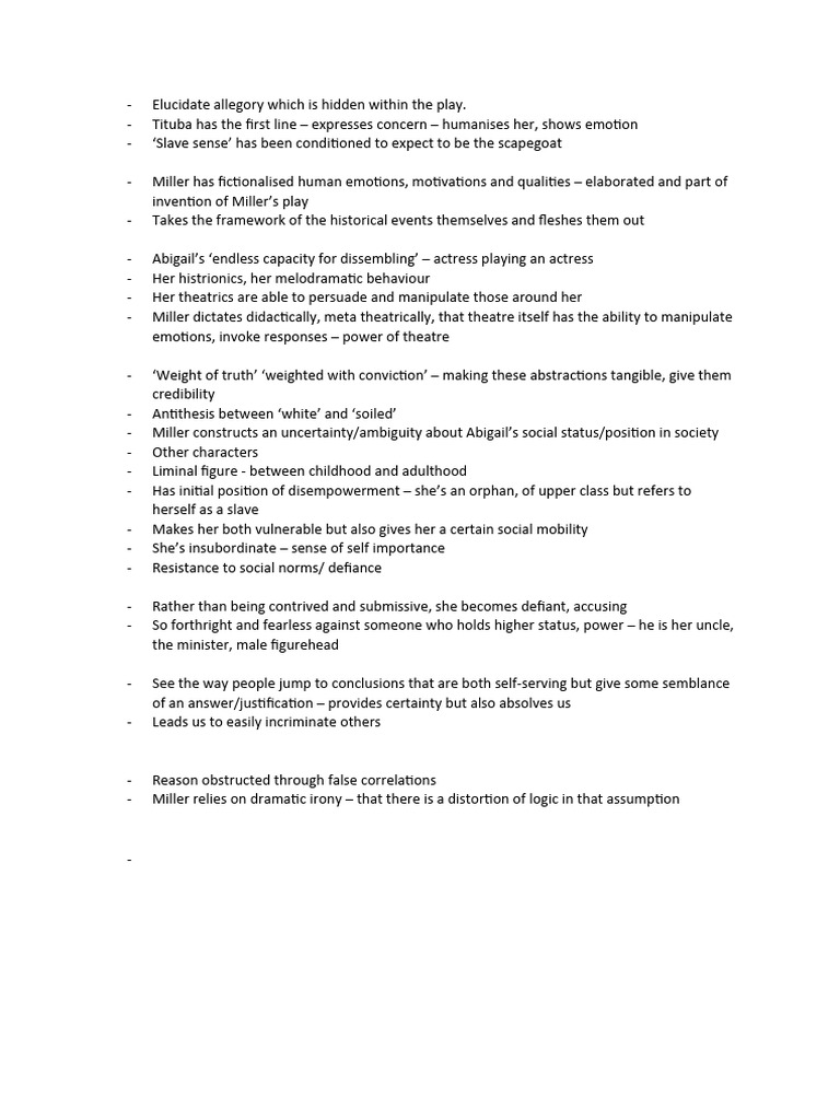 English The Crucible Classwork Notes | PDF | Self-Improvement