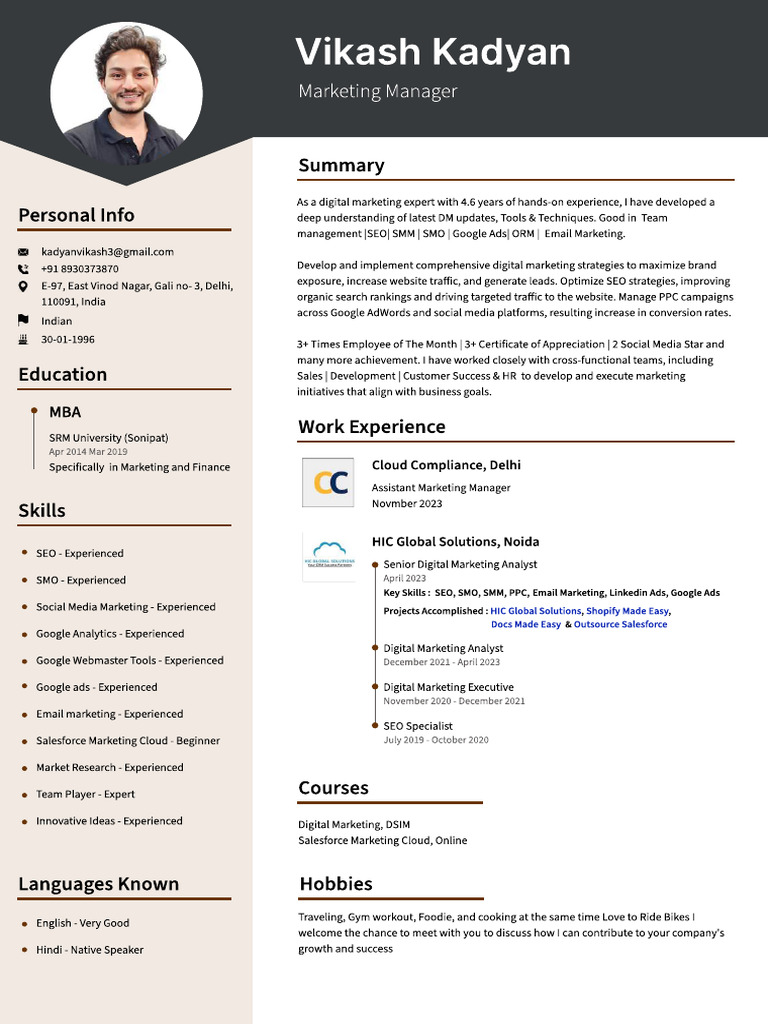 Resume-vikash-CC | Download Free PDF | Digital Marketing | Search Engine Optimization