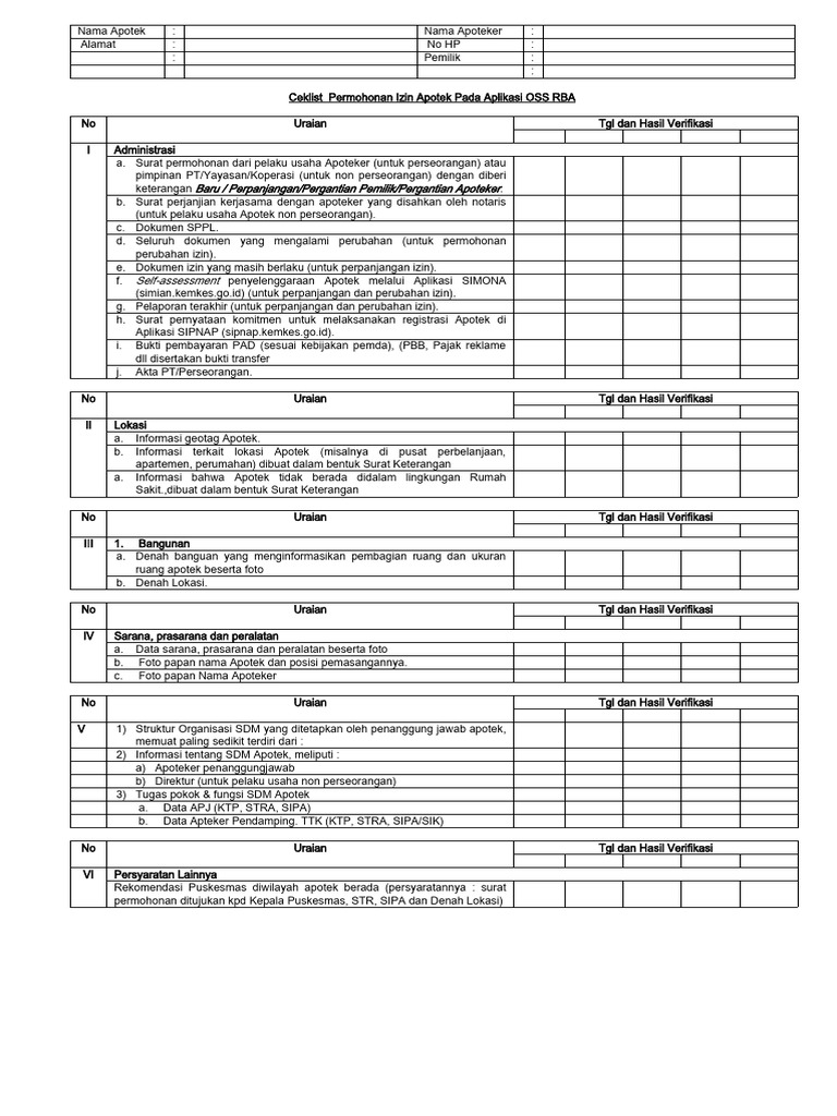 Panduan Izin Apotek di OSS RBA | PDF
