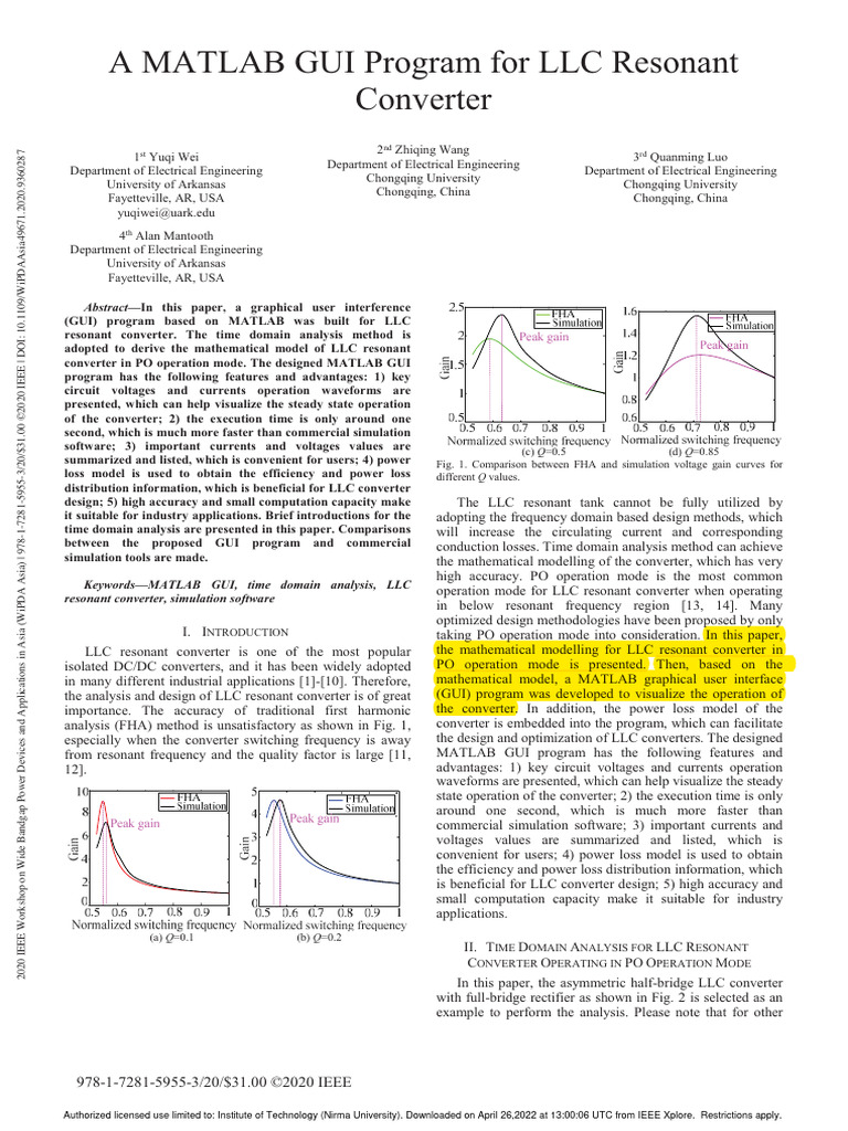 A MATLAB GUI Program For LLC Resonant Converter | Download Free PDF | Resonance | Rectifier