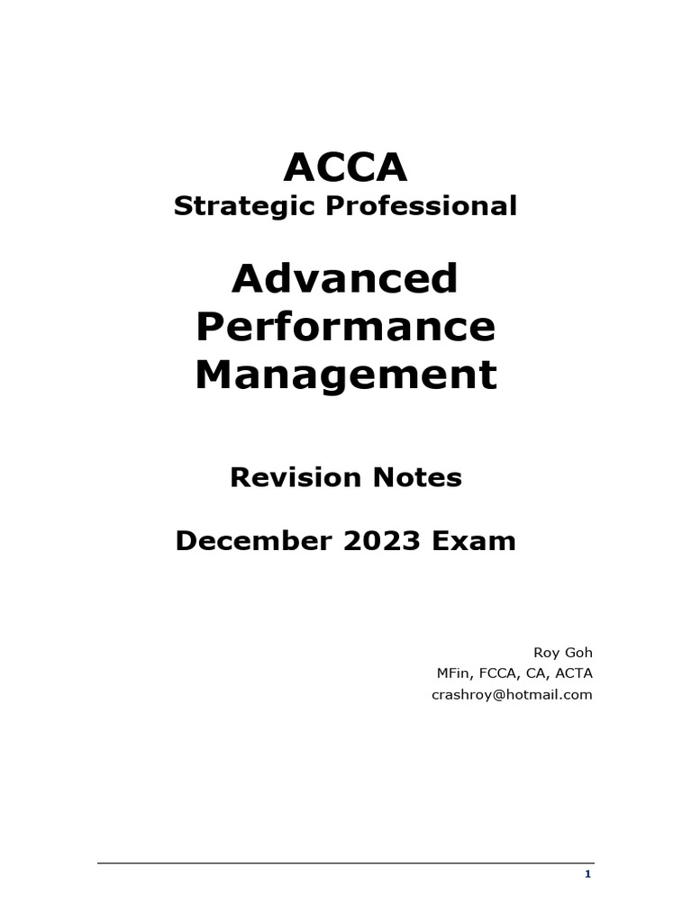 APM Revision Notes Nov 2023 | Download Free PDF | Evaluation ...
