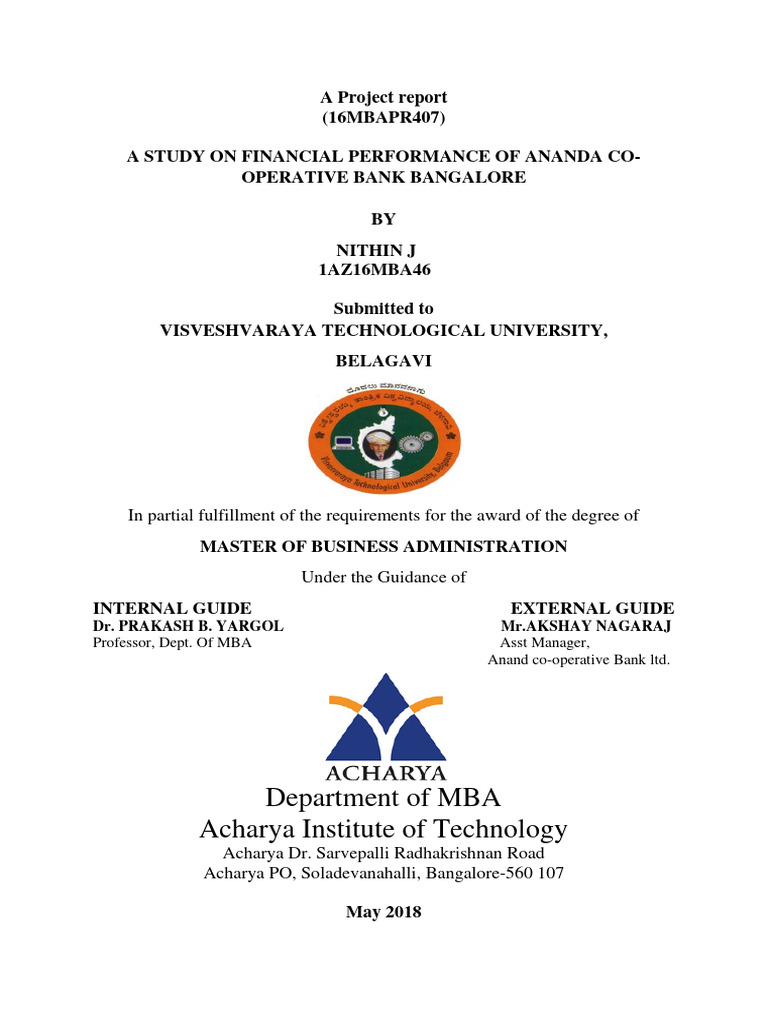 Ananda Co-op Bank Financial Study | PDF | Banks | Cooperative