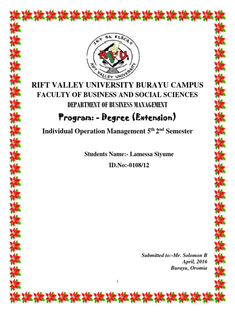 Operation MGT Assignment For MR Solomon | PDF | Agriculture | Performance Indicator