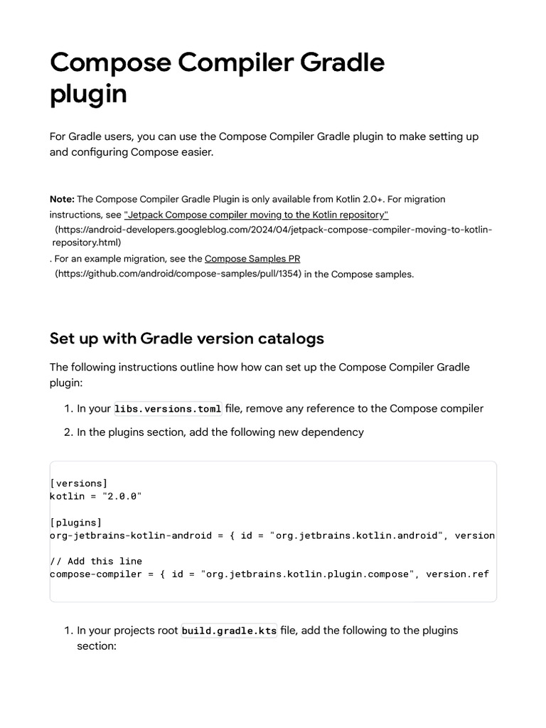 Compose Compiler Gradle Plugin - Jetpack Compose - Android Developers | PDF | Android (Operating ...