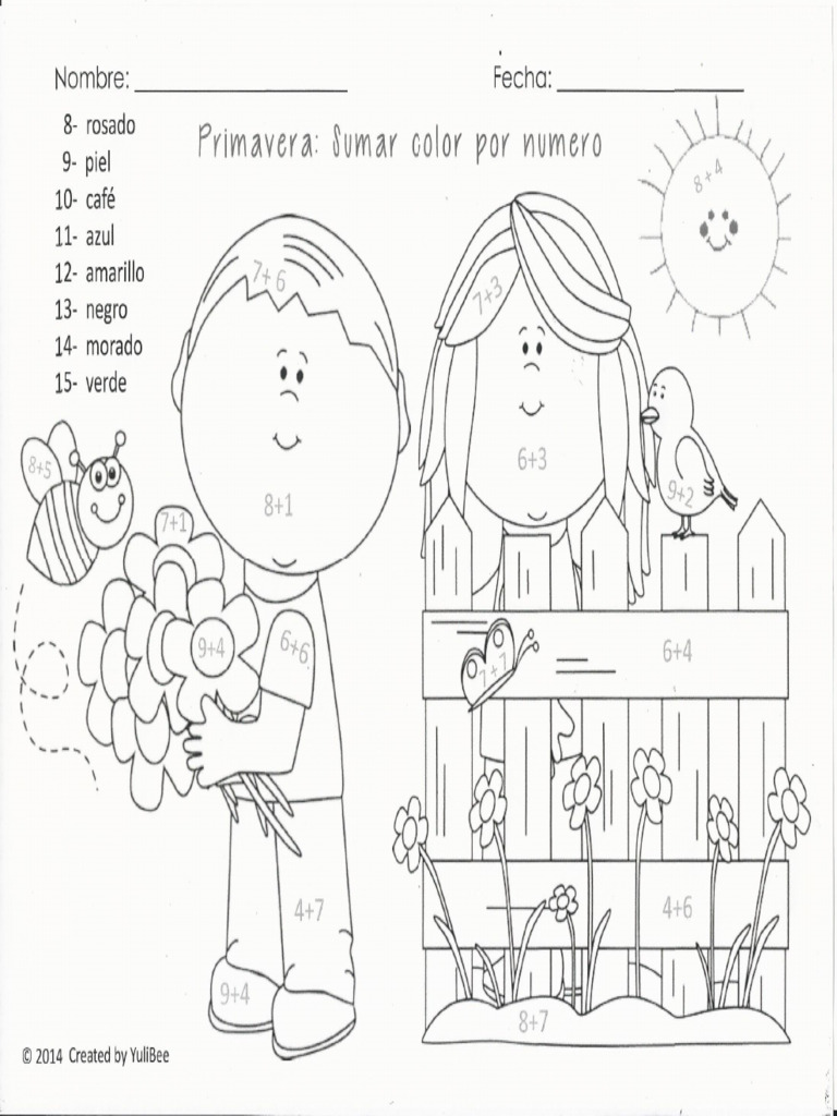 1st Grade Spring Color by Number | PDF
