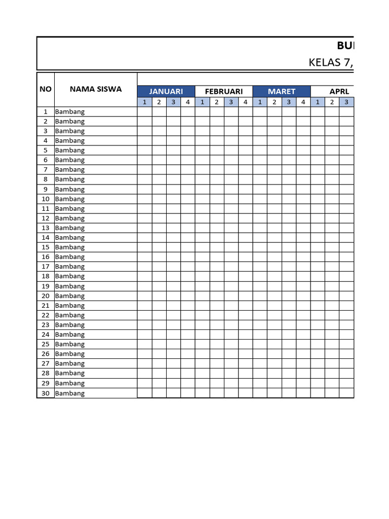 Template Buku Kas Kelas 7 Excel | PDF