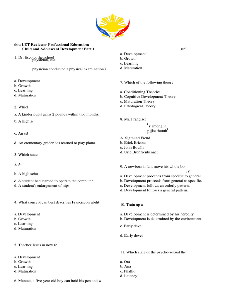 Child and Adolscent Development Part 1 | PDF | Learning | Psychological Concepts