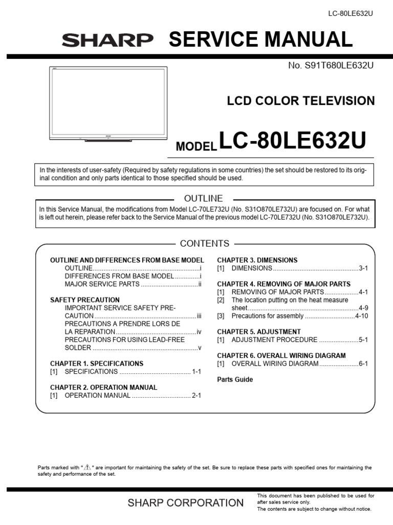 Sharp LC 80le632u | PDF | Hdmi | Soldering