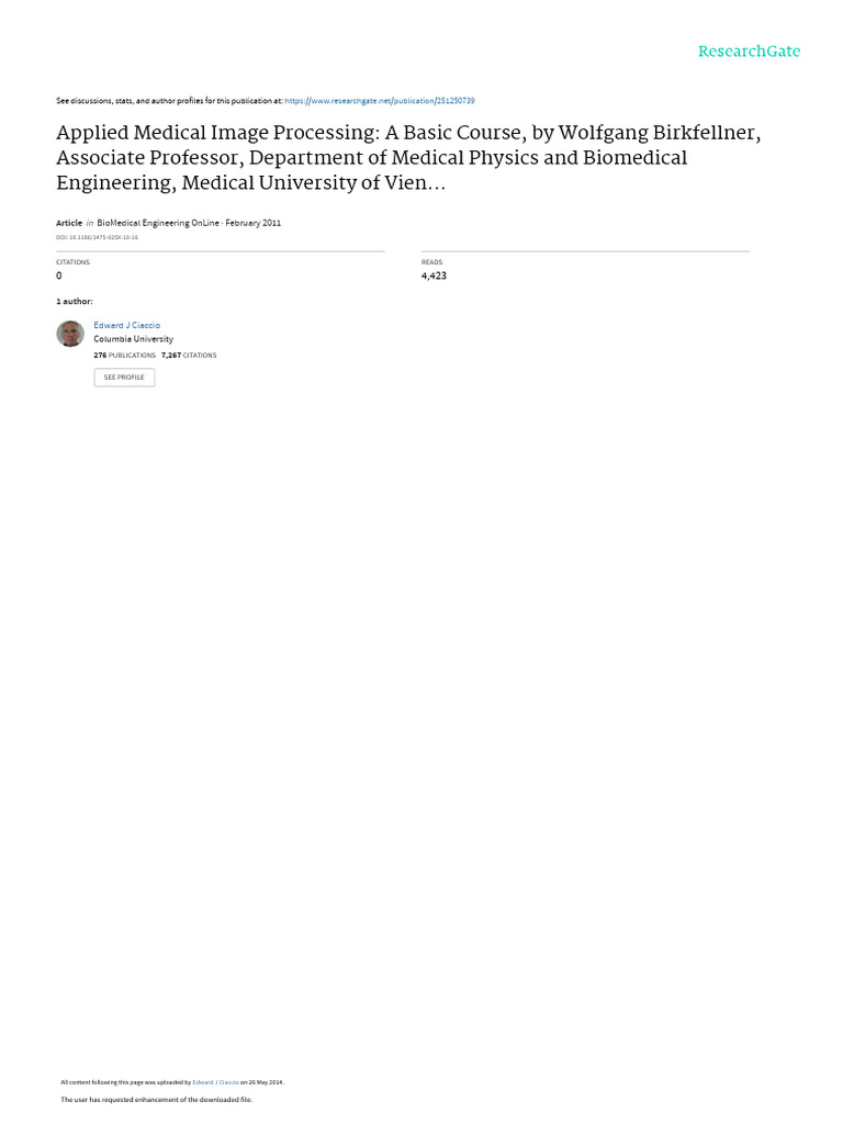 Applied Medical Image Processing A Basic Course by | PDF | Ct Scan ...