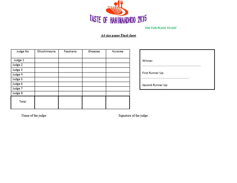 A4 FINAL Evaluation Sheet | PDF