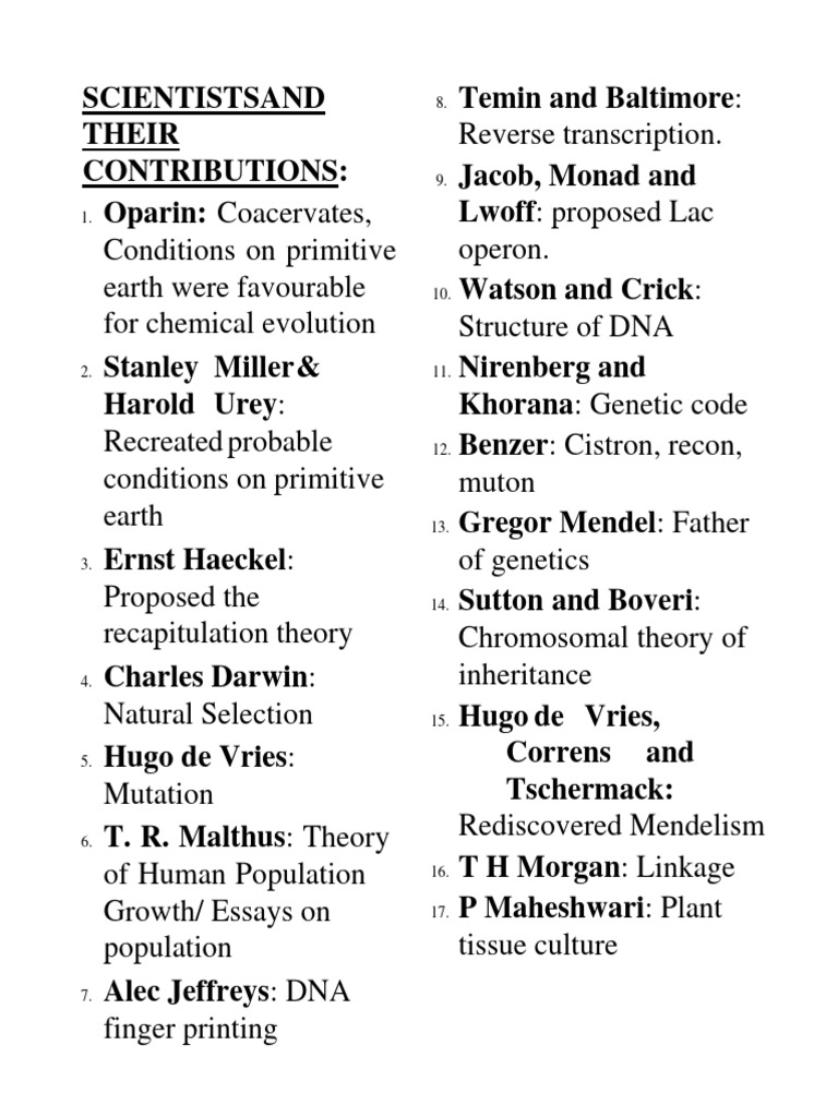 Science Pioneers & Key Concepts | PDF | Dna | Genetics