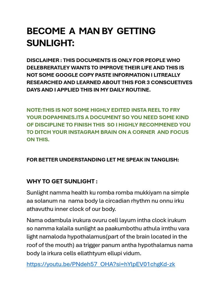 Become A Man by Getting Sunlight | PDF | Endocrine System | Determinants Of Health