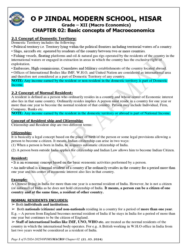 Macro CH02 - Basic Concepts of Macro | PDF | Capital Formation | Consumption Of Fixed Capital