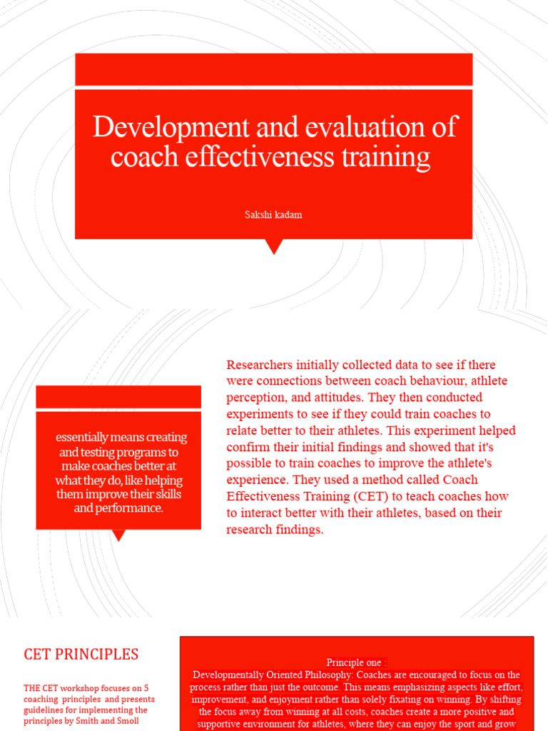 Development and Evaluation of Coach Effectiveness Training | PDF | Motivation | Motivational
