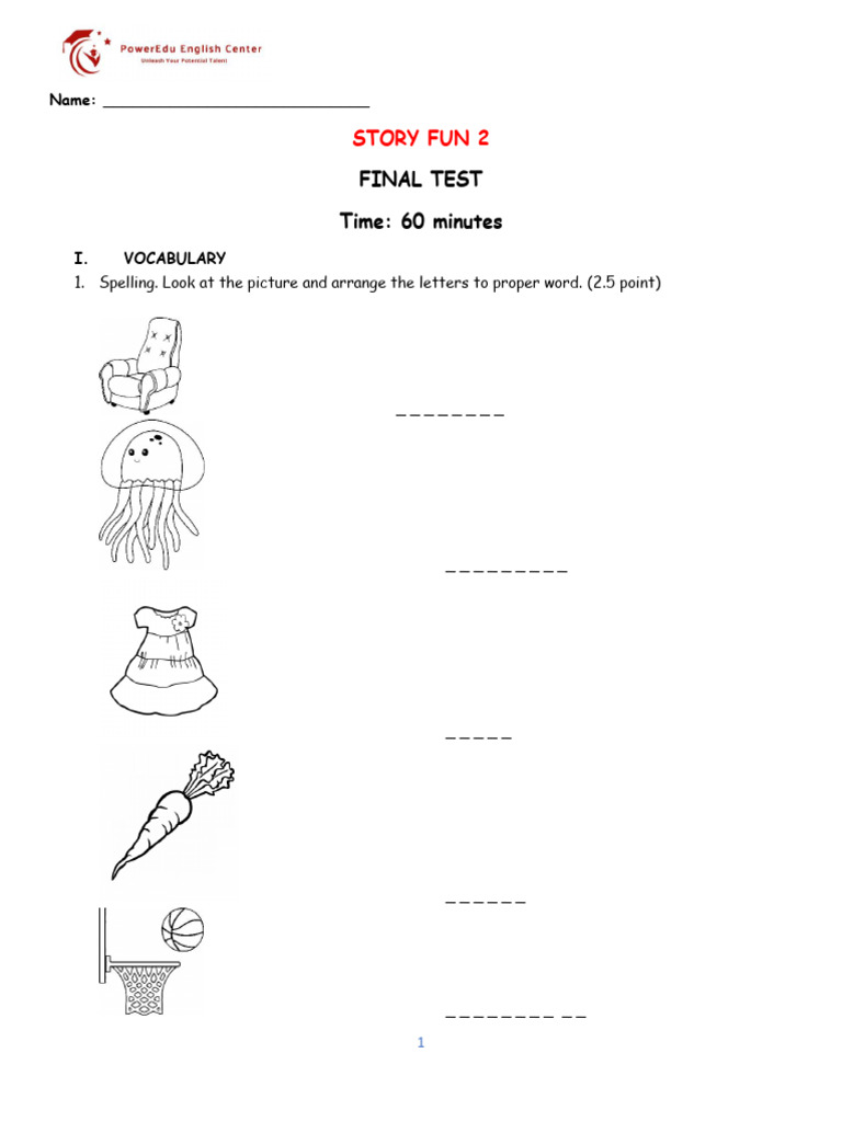 Story Fun 2 - Final Test PDF | PDF