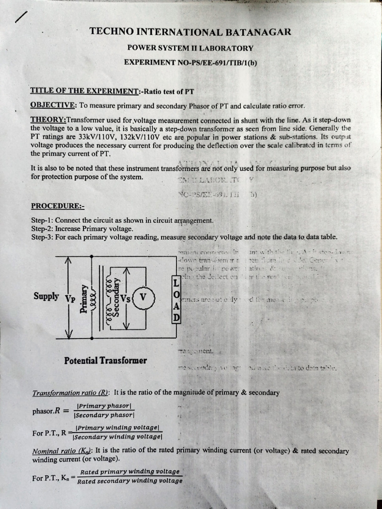 Powersystem Lab4 Download Free Pdf Transformer Voltage