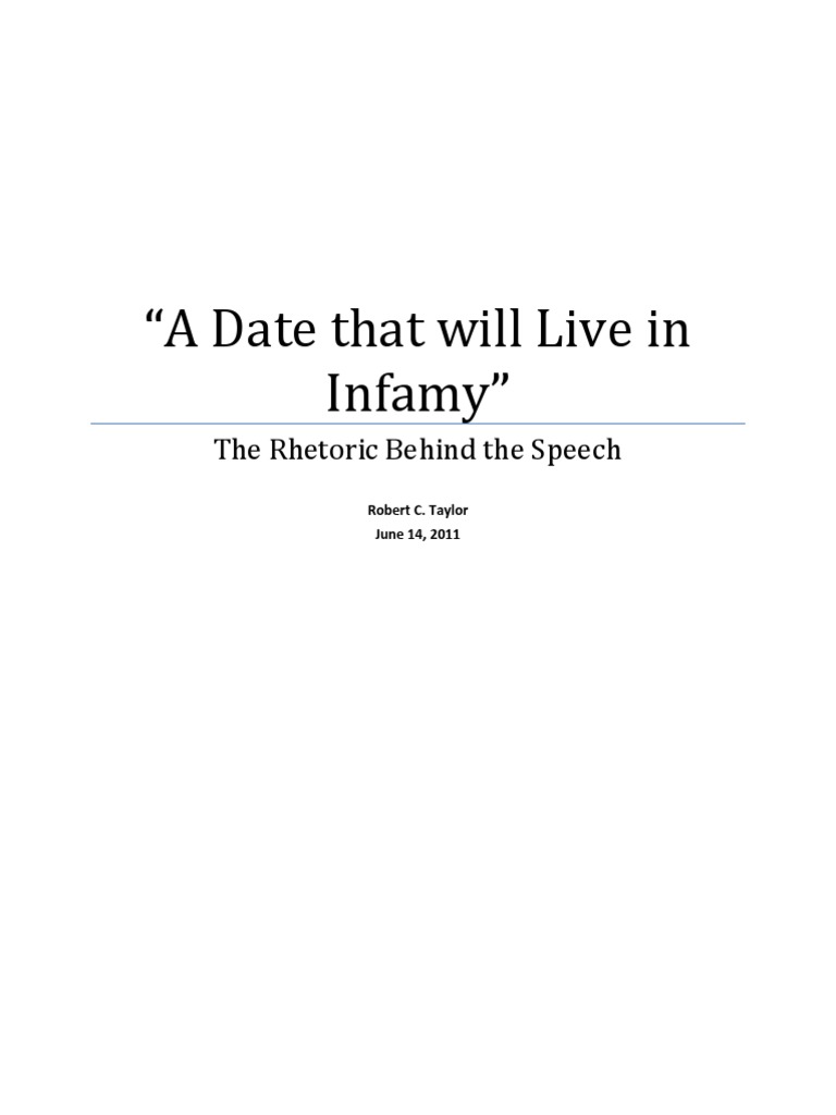 "A Date That Will Live in Infamy" - The Rhetoric Behind The Speech ...