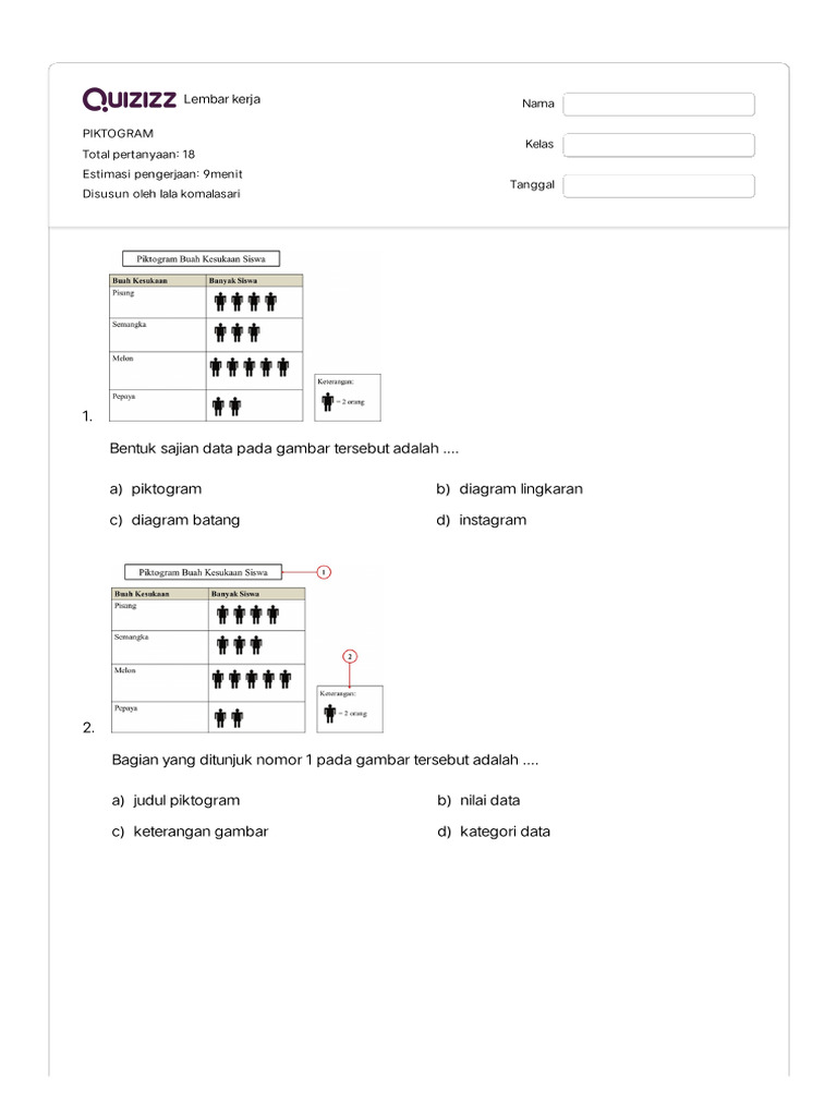 Piktogram: Soal dan Data Siswa | PDF