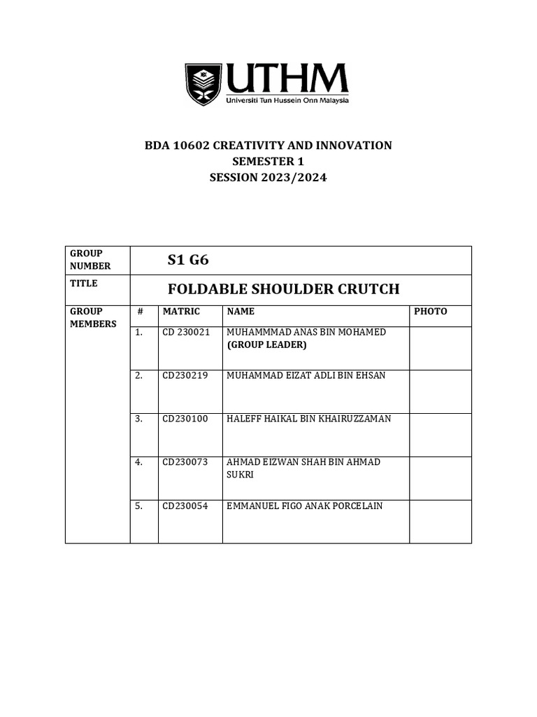 Bda 10602 Creativity and Innovation Proposal | PDF