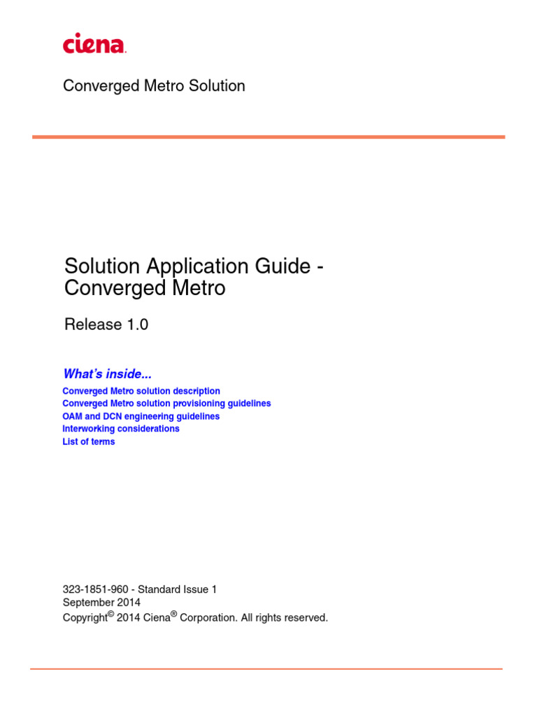 323-1851-960 (R1.0 Converged Metro Solution) Issue1 | PDF | Computer ...