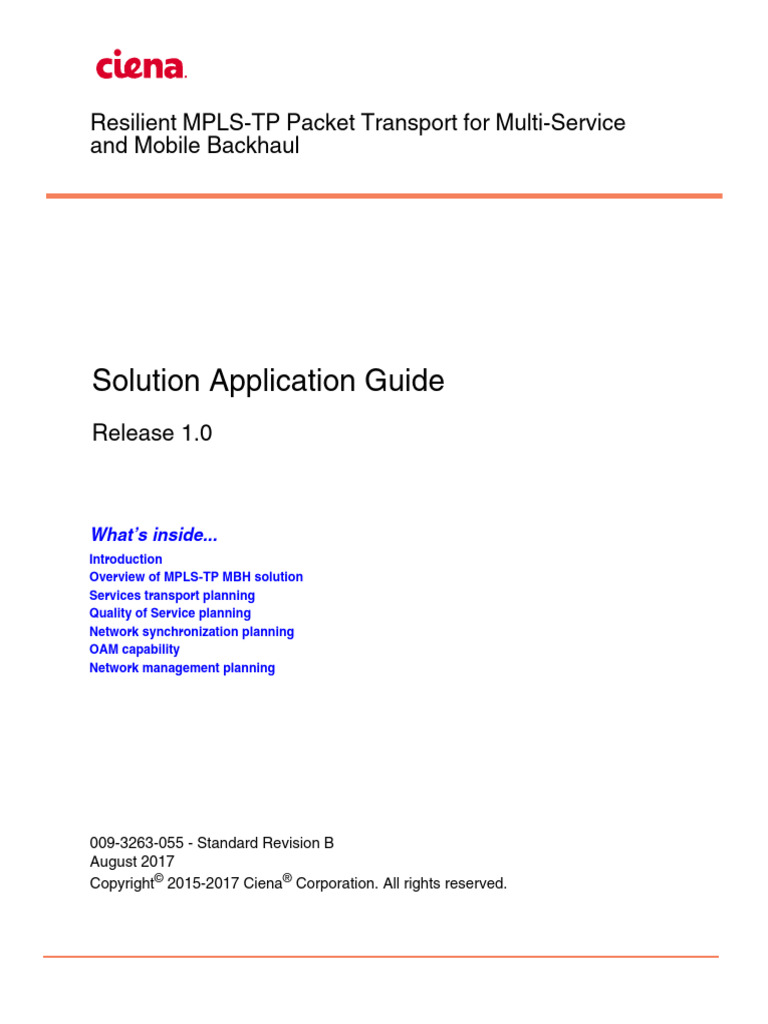 009-3263-055 MPLS-TP MBH Solution Application Guide) RevB | PDF | Computer Network | Networking