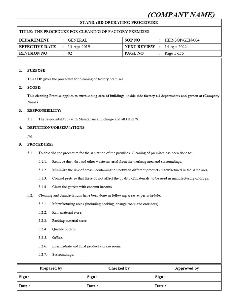 General SOP No. 004 | PDF