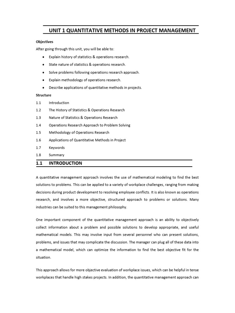 Unit 1 | PDF | Statistics | Operations Research