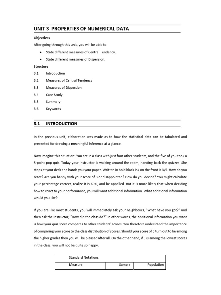 Unit 3 | PDF | Coefficient Of Variation | Arithmetic Mean