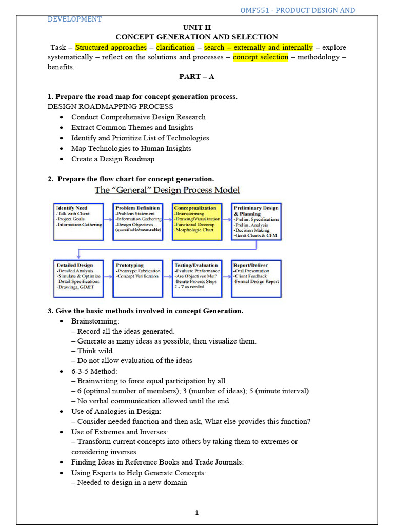 UNIT - II Product Design and Development Notes | PDF | New Product ...