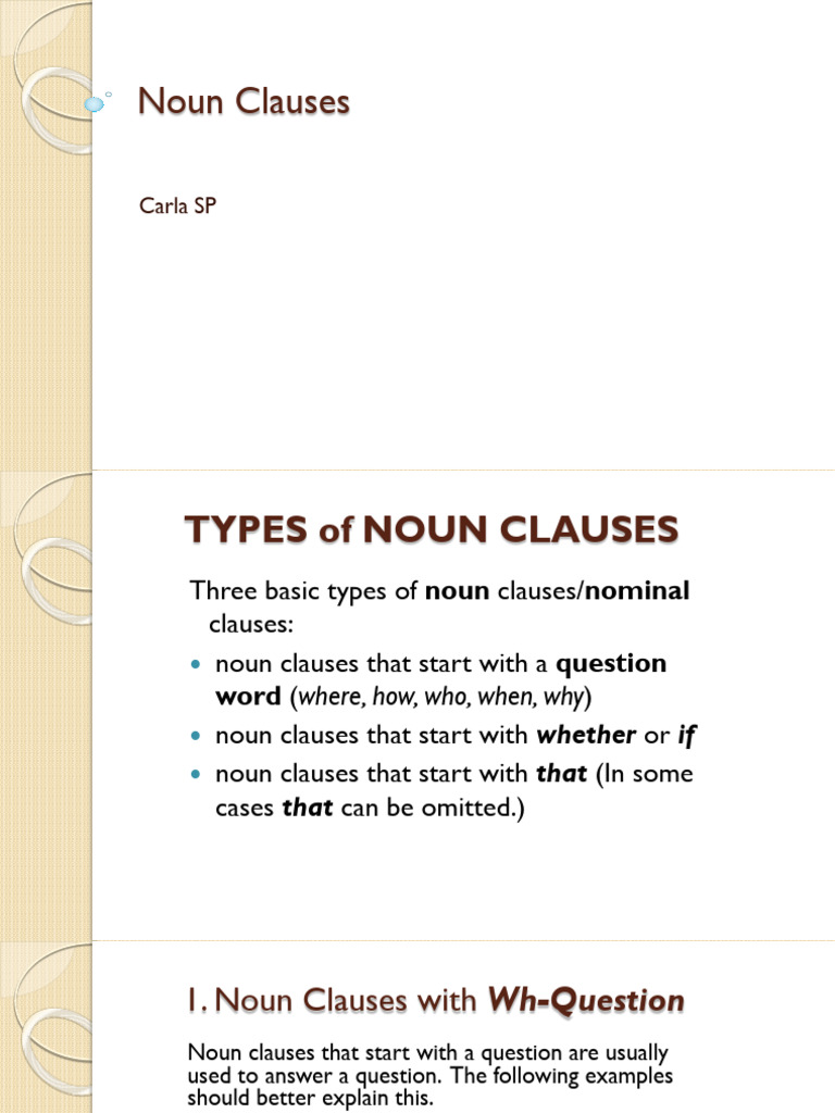 Meeting 9 Noun Clauses Summary | PDF | Clause | Noun