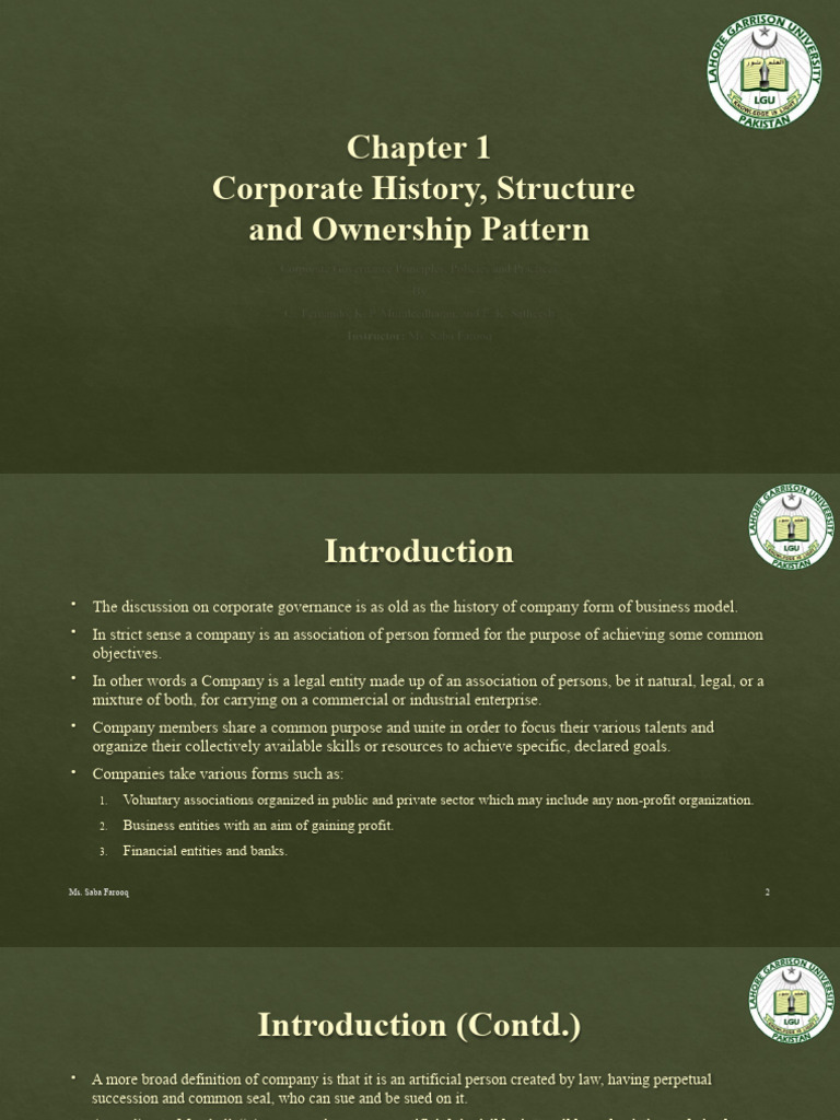 Chapter 1 - Corporate History, Structure and Ownership Pattern | PDF ...