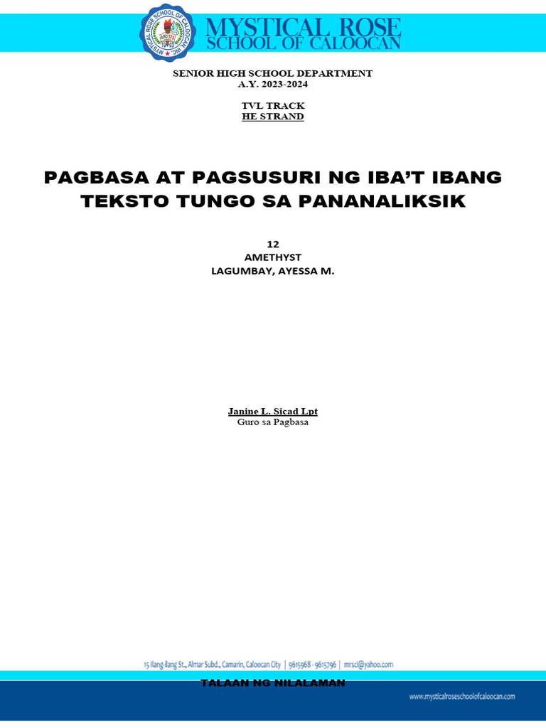 Pagbasa Big Task Updated Format | PDF