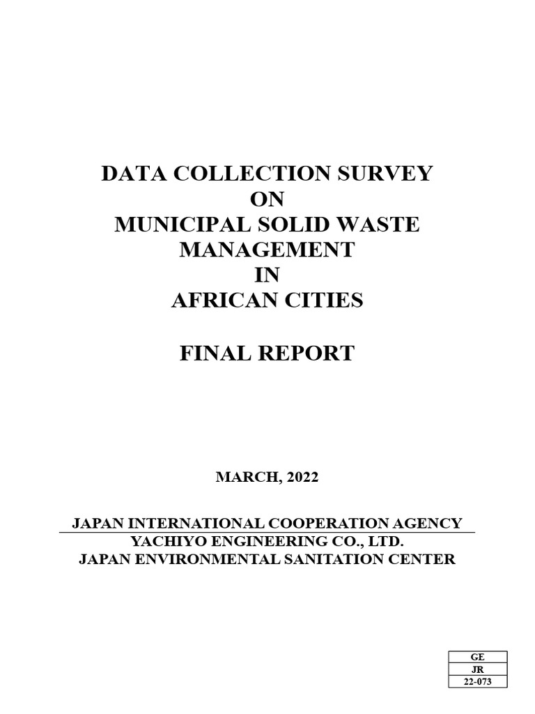 Report - Data Collection Survey On Municipal Solid Waste Management in ...