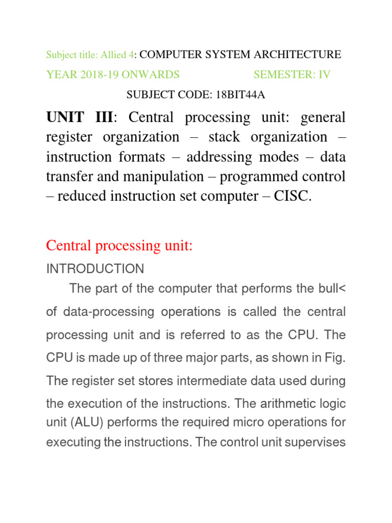 Unit 3 Central Processing Unit-1-7 | PDF | Computer Science | Digital Electronics