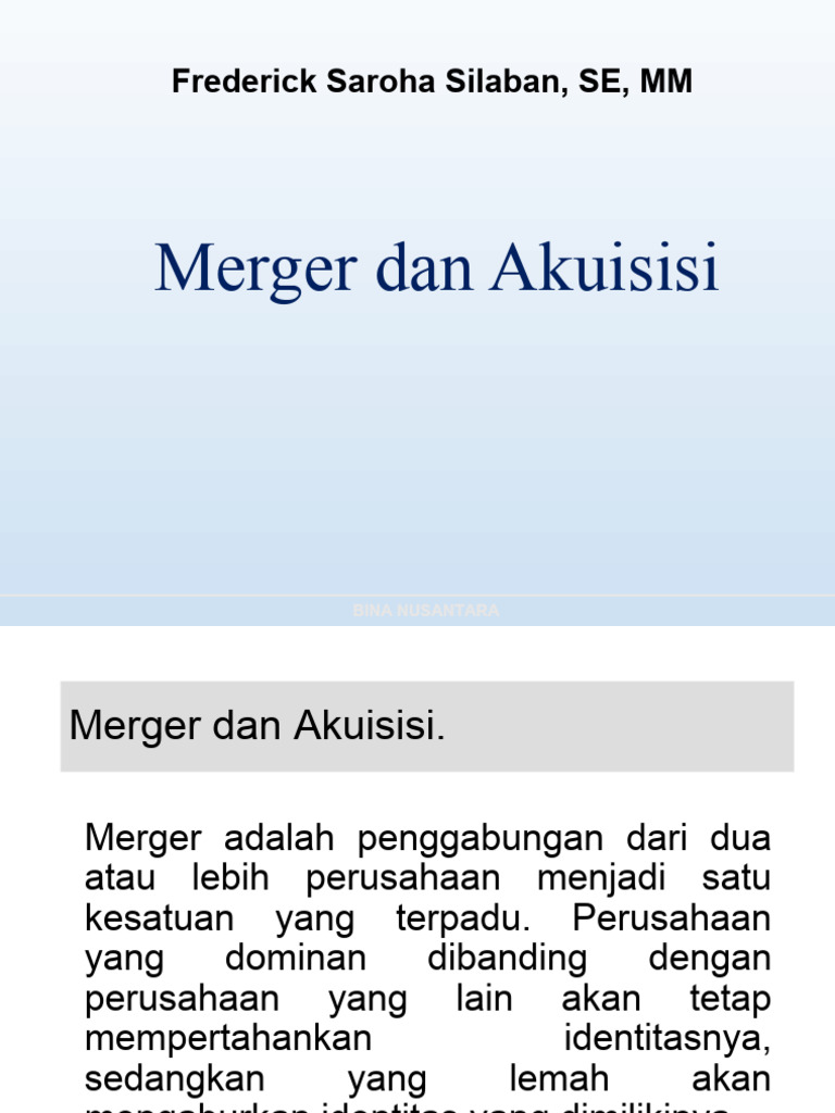 Merger dan Akuisisi: Konsep dan Contoh | PDF
