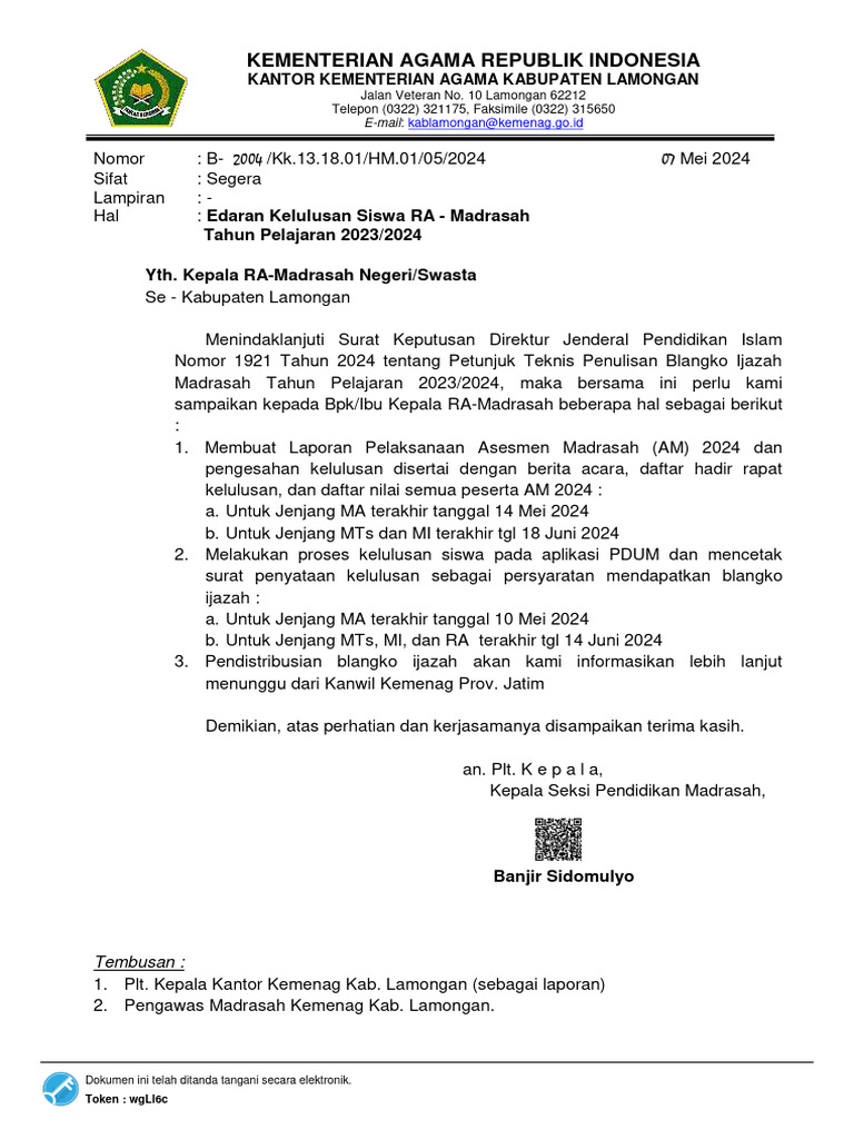 Surat Edaran Kelulusan 2024 | PDF Surat Edaran Kelulusan 2024 | PDF