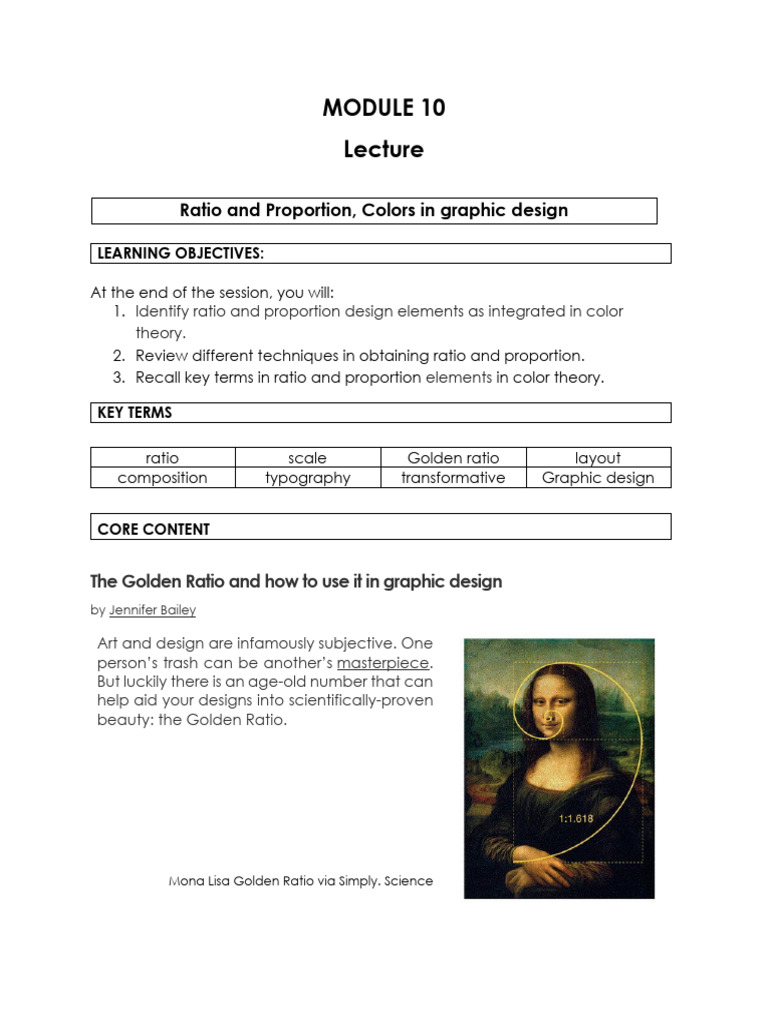 MODULE 10 - Ratio and Proportion in Color - Lecture | PDF | Ratio ...