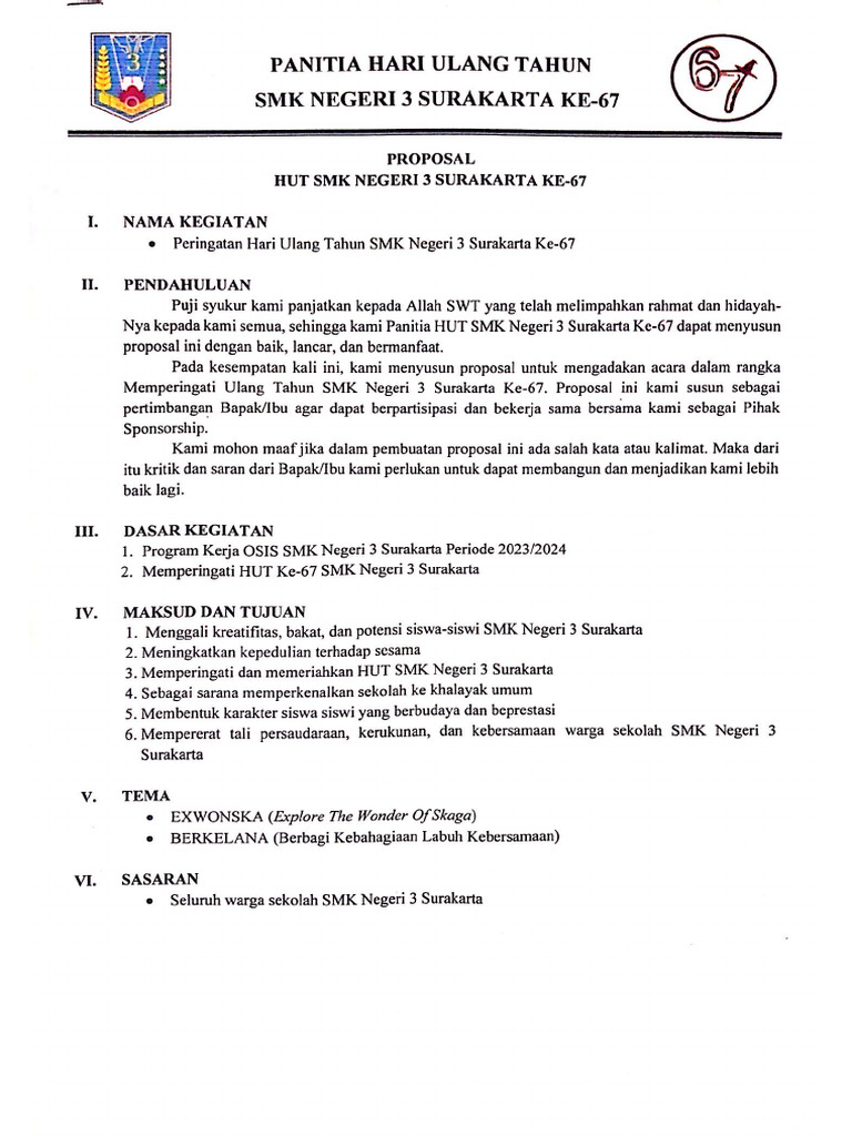 Proposal SMKN 3 Surakarta | PDF