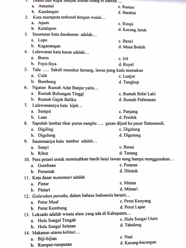 Soal Bahsa Banjar - Compressed | PDF