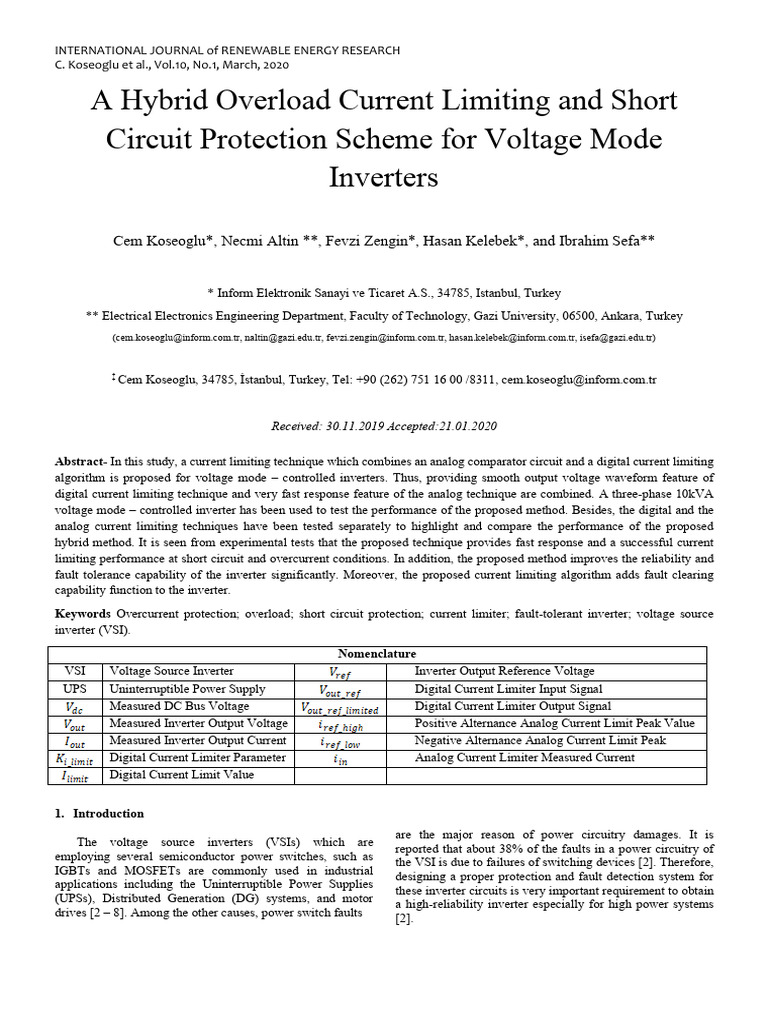 A Hybrid Overload Current Limiting and S | PDF | Power Inverter | Inductor