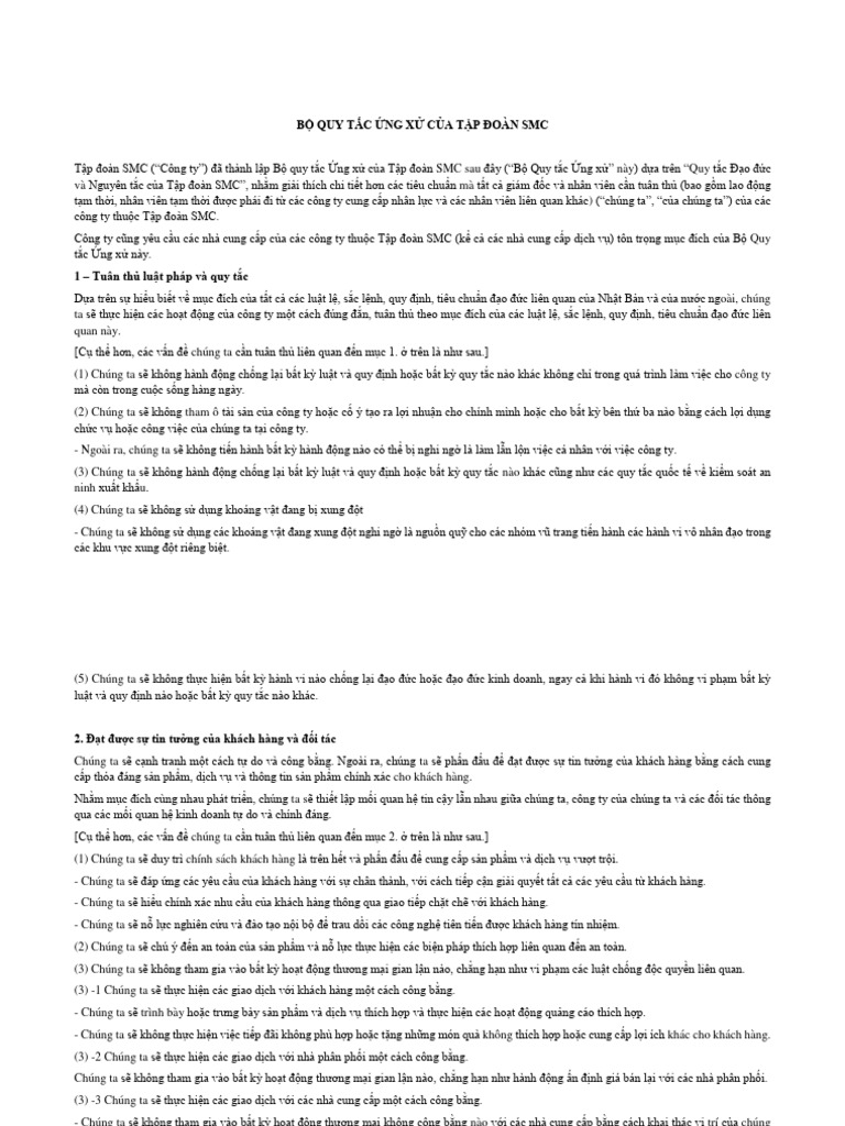 SMC-Group-Code-of-conduct-Vietnamese | PDF