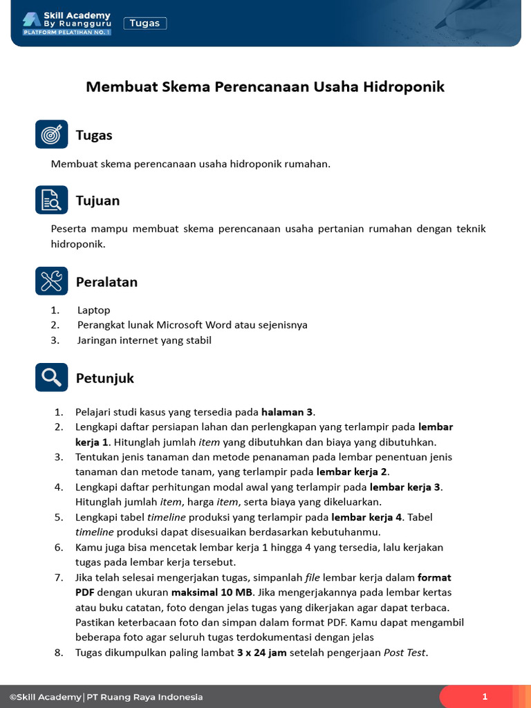 QCED - Skill Academy - Membuat Skema Perencanaan Usaha Hidroponik | PDF ...