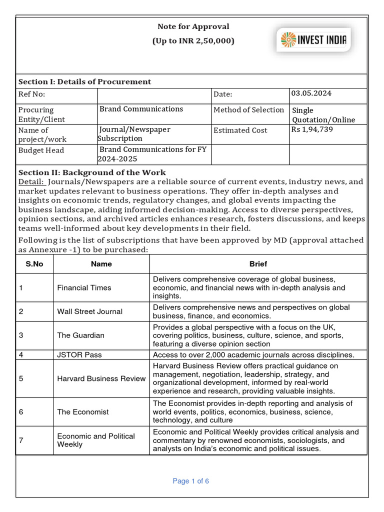 Note For Approval | Download Free PDF | News | Newspapers