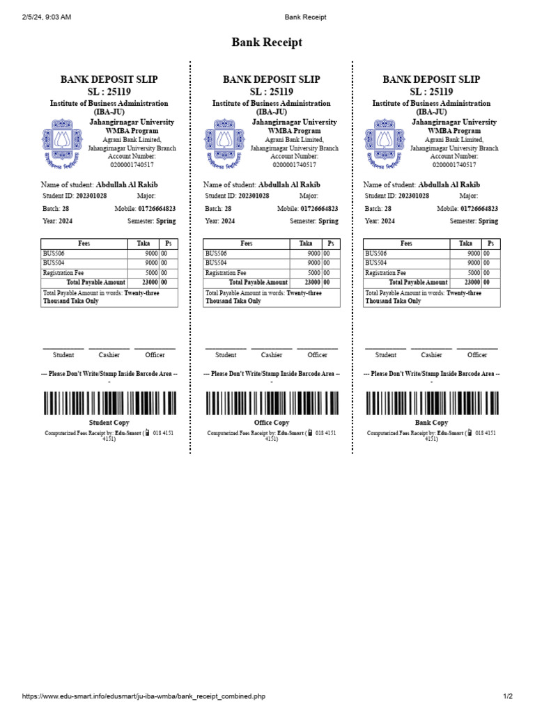 Bank Receipt | Download Free PDF | Banks | Receipt