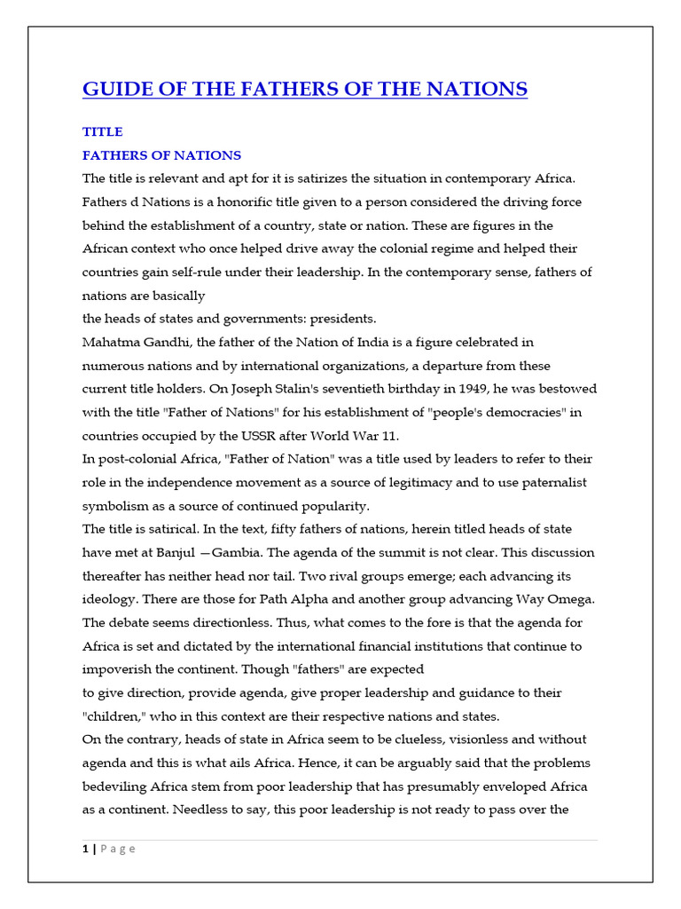 Fathers of Nations Guide Book | PDF | Zimbabwe