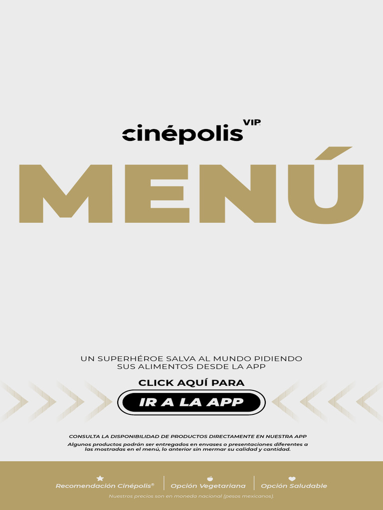 Menu Vip Cinepolis | PDF | Tarta de queso | Queso