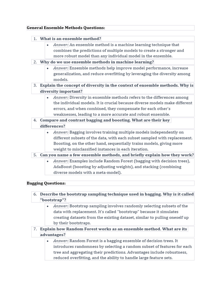 Ensemble interview questions | Download Free PDF | Machine Learning | Algorithms