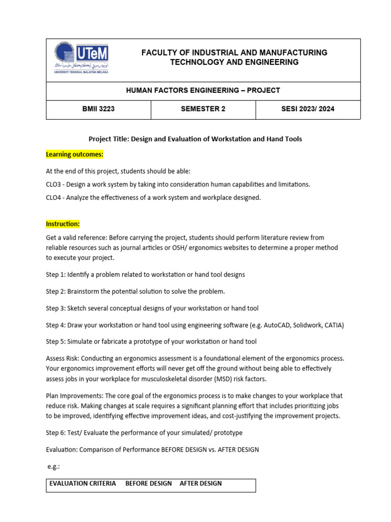 Bmii 3223 Hfe - Project | PDF | Human Factors And Ergonomics | Prototype