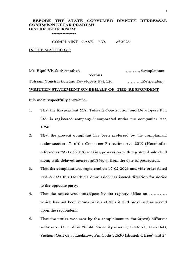 Respondent's Statement in Consumer Dispute | PDF | Prices | Interest